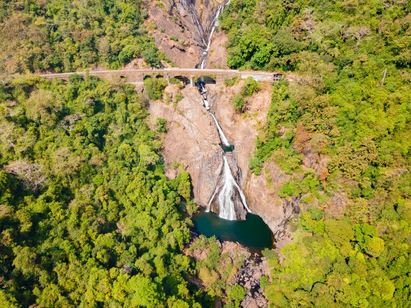 Dudhsagar Falls Aerial Panoramic View in Goa, India Stock Image - Image ...