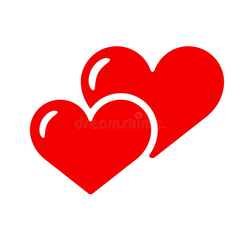 Due Cuori Icona, Vettore Isolata Smbol Di Rosso Di Amore Illustrazione ...
