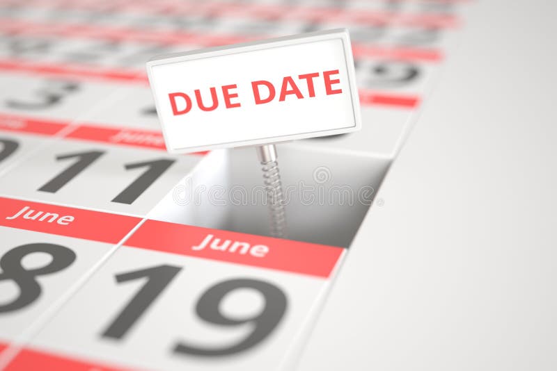 DUE DATE Message on June 12 in a Calendar, 3d Rendering Stock ...