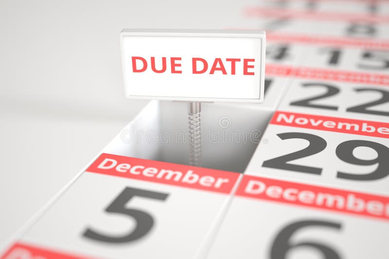 DUE DATE Message on November 28 in Calendar, 3d Rendering Stock ...