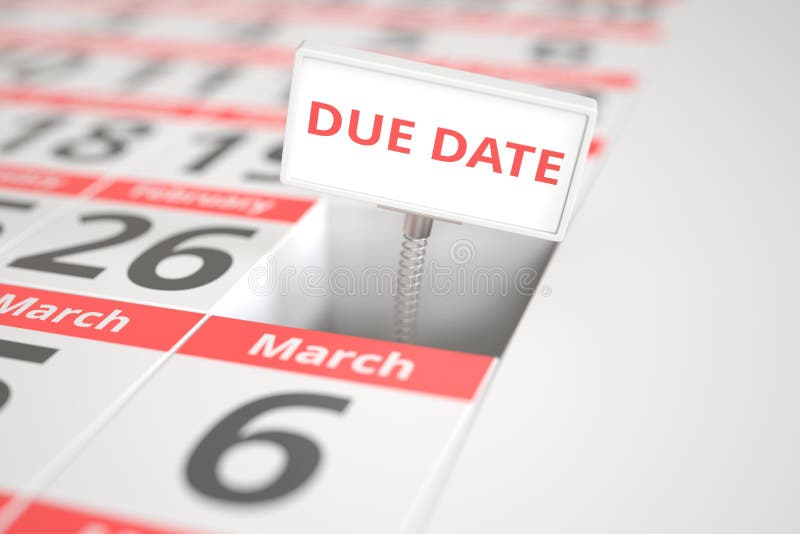 DUE DATE Sign on February 27 in a Calendar, 3d Rendering Stock ...