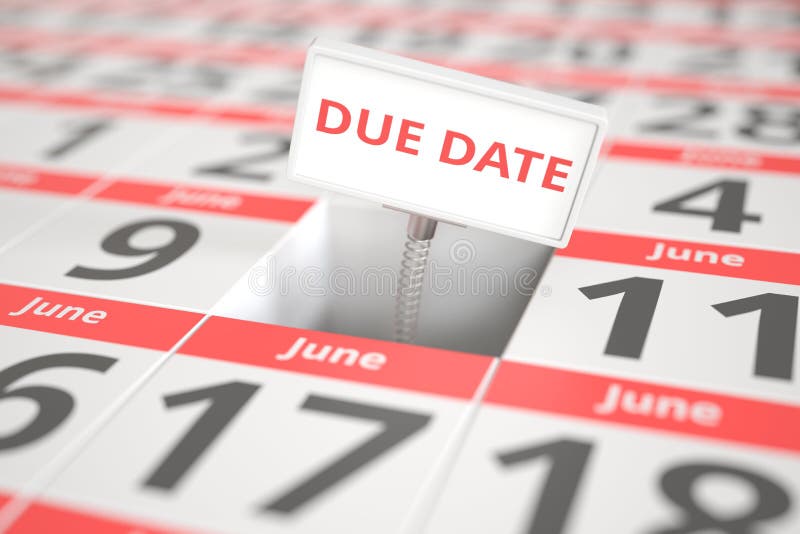 DUE DATE Sign on June 10 in a Calendar, 3d Rendering Stock Illustration ...