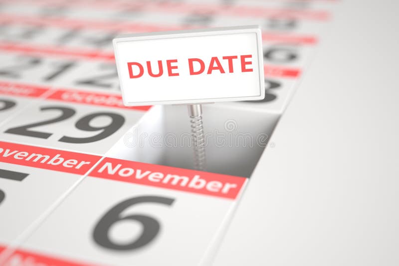 DUE DATE Sign on October 30 in Calendar, 3d Rendering Stock ...