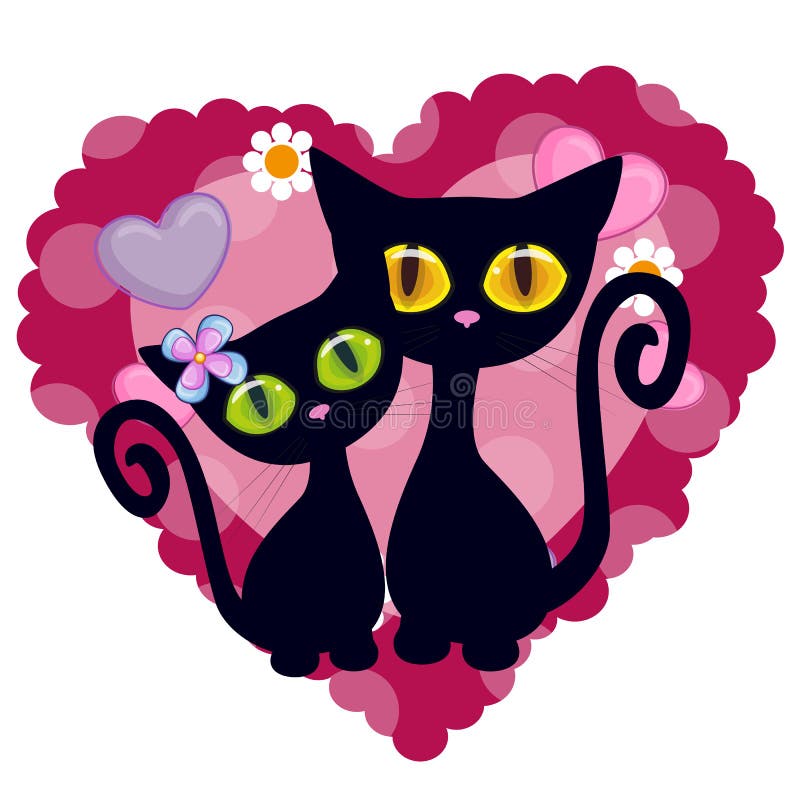 Due gattini neri illustrazione vettoriale. Illustrazione di ...
