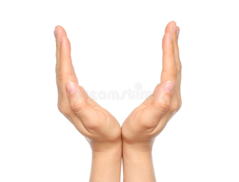 Due mani femminili aperte fotografia stock. Immagine di avambraccio ...