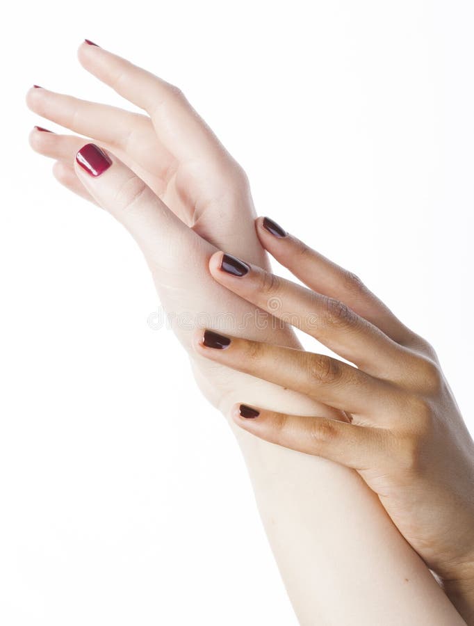 Il Nathion Differente Due Manicured Le Mani Su Bianco Isolate, Africano ...