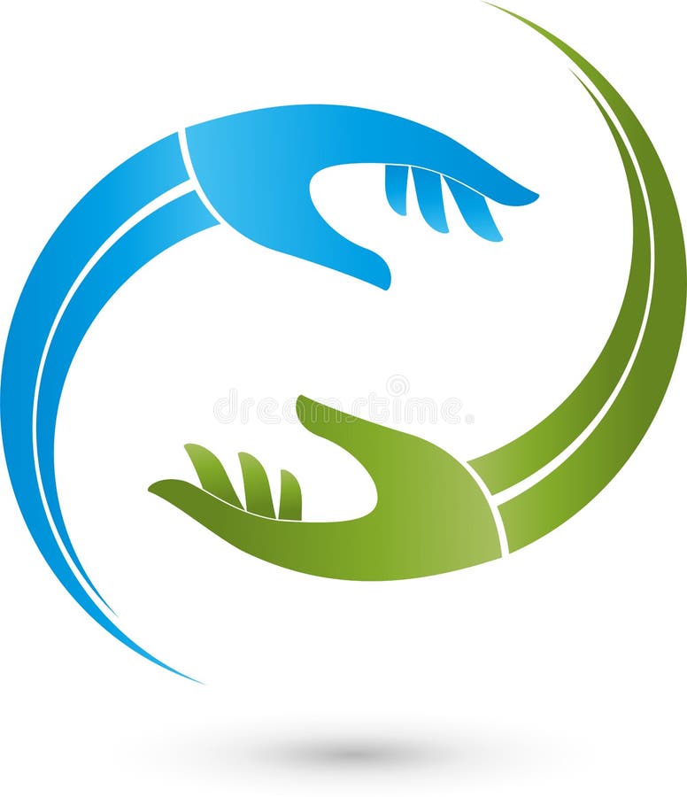 Due Mani in Verde Ed in Blu, Le Mani Ed Il Logo Dell'assistente ...