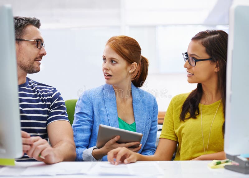 Is it really Due Now. Three Coworkers Discussing Deadlines at Their ...