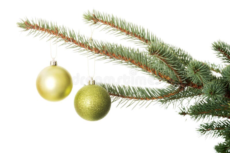 Due Palle Di Natale Che Appendono Su Un Albero. Immagine Stock ...