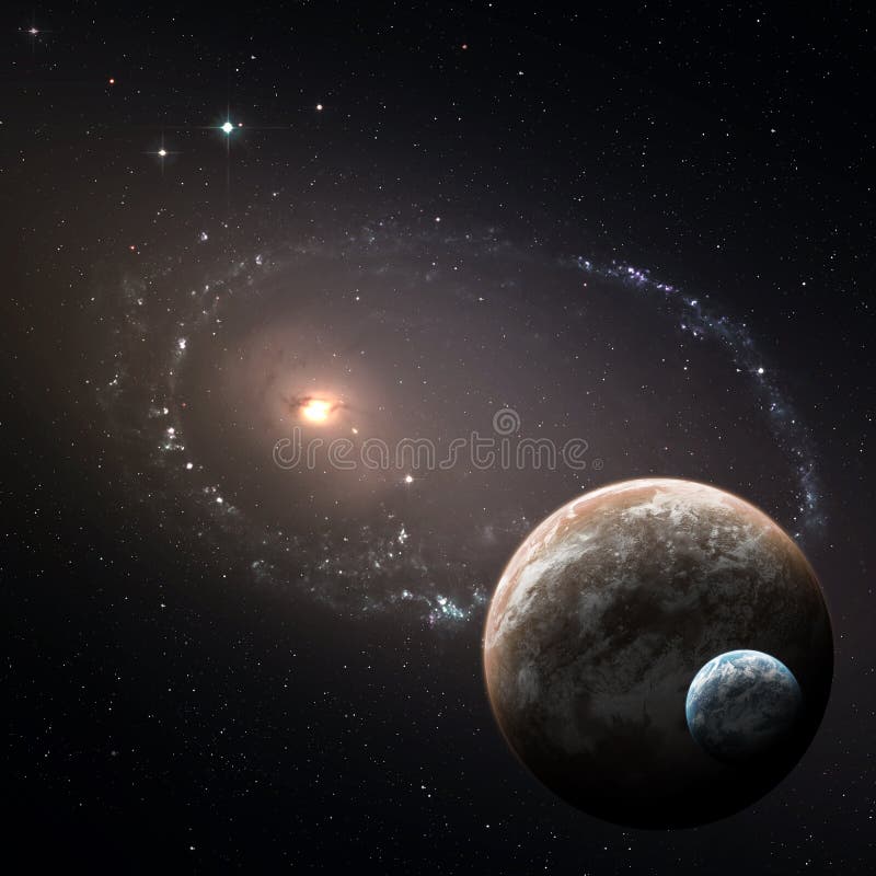 Due Pianeti Nel Profondo Spazio Immagine Stock - Immagine di notte ...