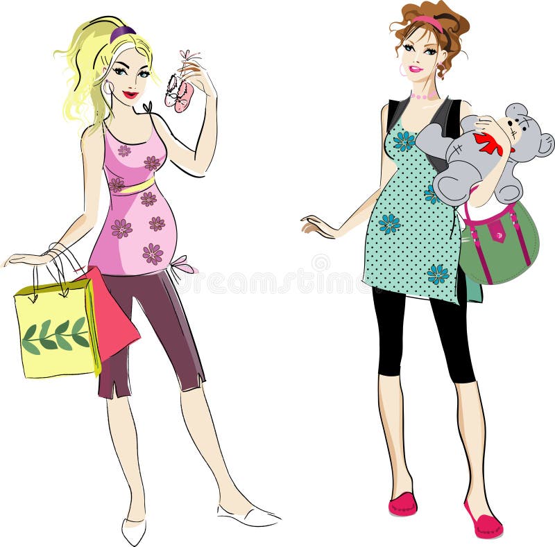 Due donne incinte illustrazione vettoriale. Illustrazione di colloquio ... Due donne incinte illustrazione vettoriale. Illustrazione di colloquio ...