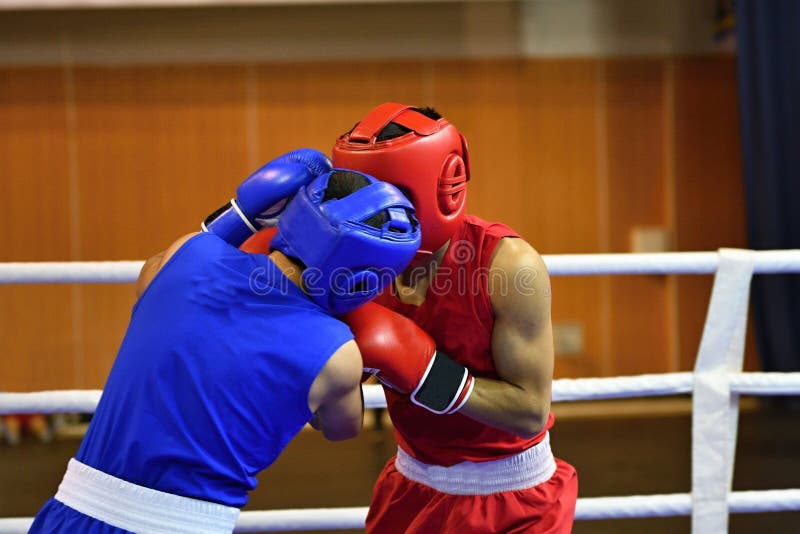 The duel of two boxers stock photo. Image of competition - 85818738