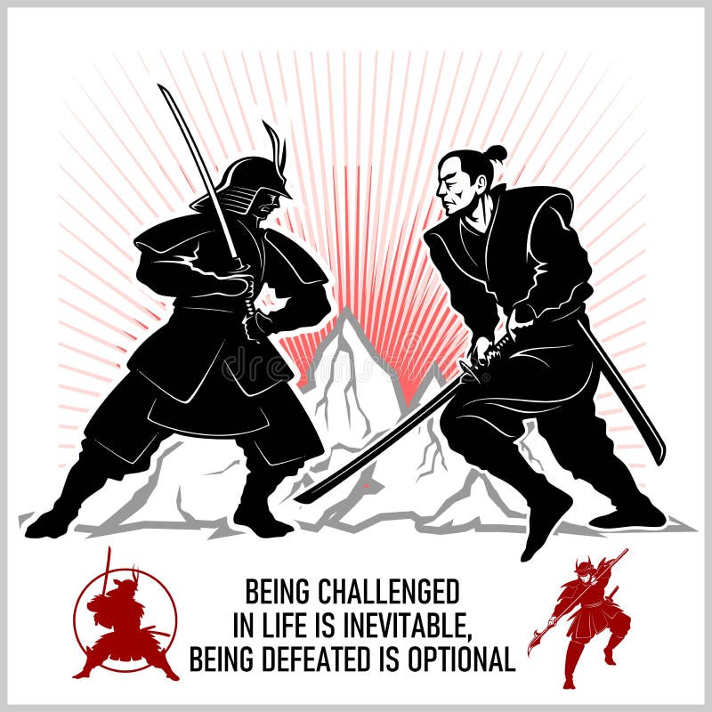 Duel of Two Samurai - Samurai Warriors with Katana Sword Stock Vector ...