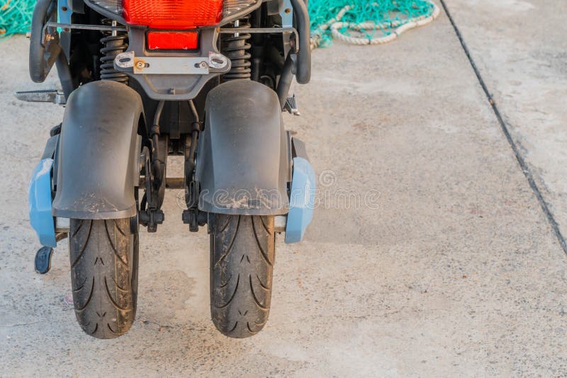 Duel Wheel on Rear of Scooter Stock Photo - Image of island, speed ...