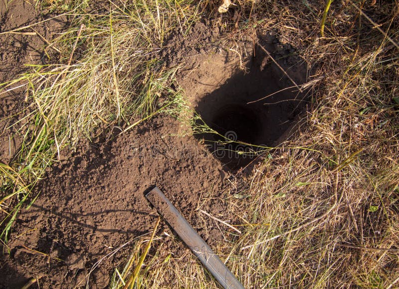 Dug Pit in the Ground for the Fence Stock Photo - Image of soil ...
