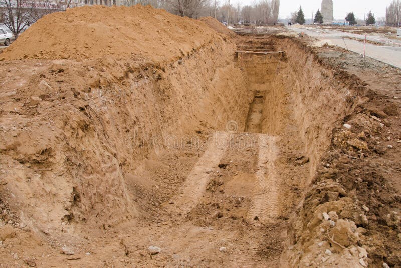 Dug a pit, trench stock image. Image of earth, foundation - 52565865