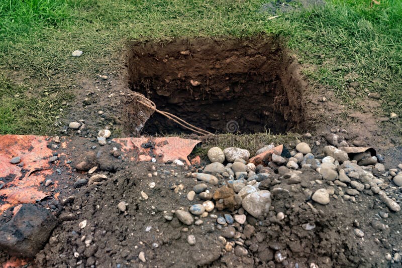 Dug Pits in the Park for Pillars Stock Image - Image of graveyard ...