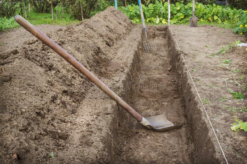 Dug a Trench To Arrange a Deep Bed of Stock Image - Image of ...