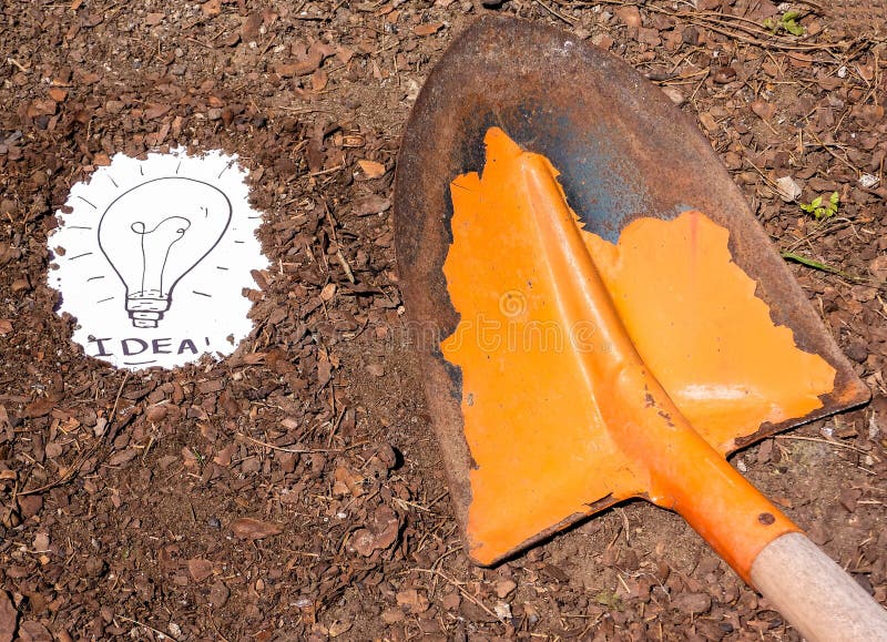 Dug Up Idea stock image. Image of moment, dirt, lightbulb - 183711555