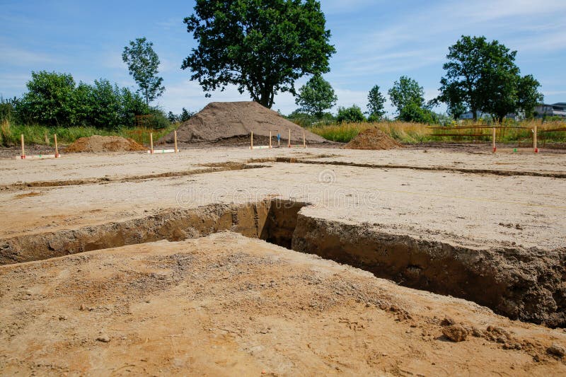 Dugged Holes on a Construction Site. Building House Concept Stock Image ...