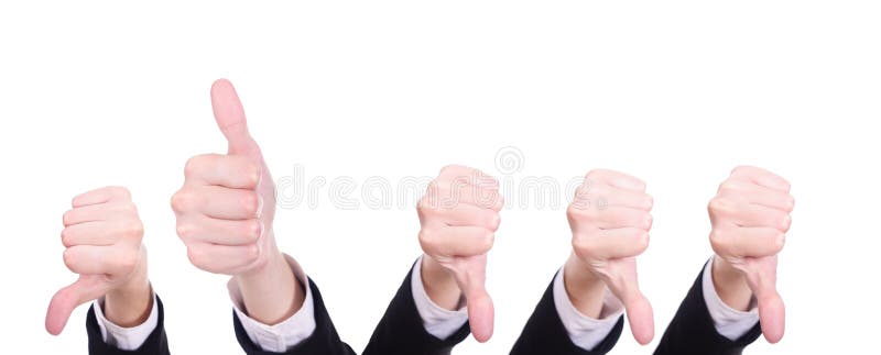 Duim omhoog en duimen neer stock foto. Image of goed - 16126200
