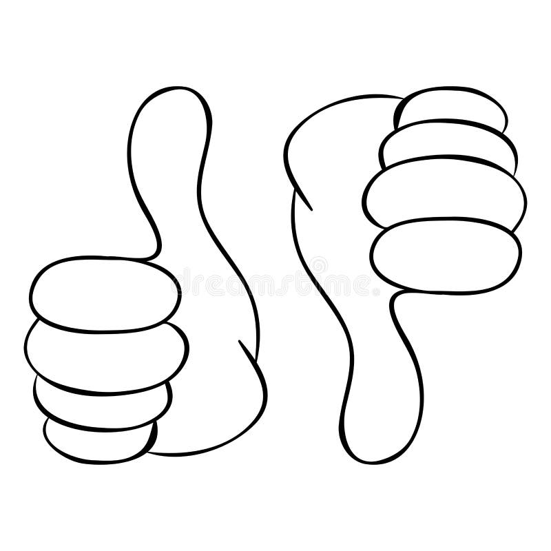 Duim Omhoog En Duim Neer. Schets Handgebaar Vector Illustratie ...