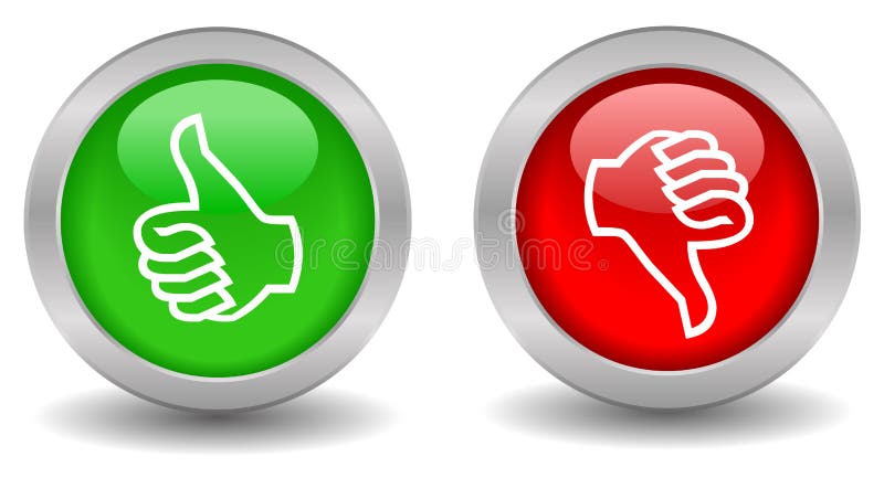 Duim omhoog en omlaag knop vector illustratie. Illustration of beslis ...