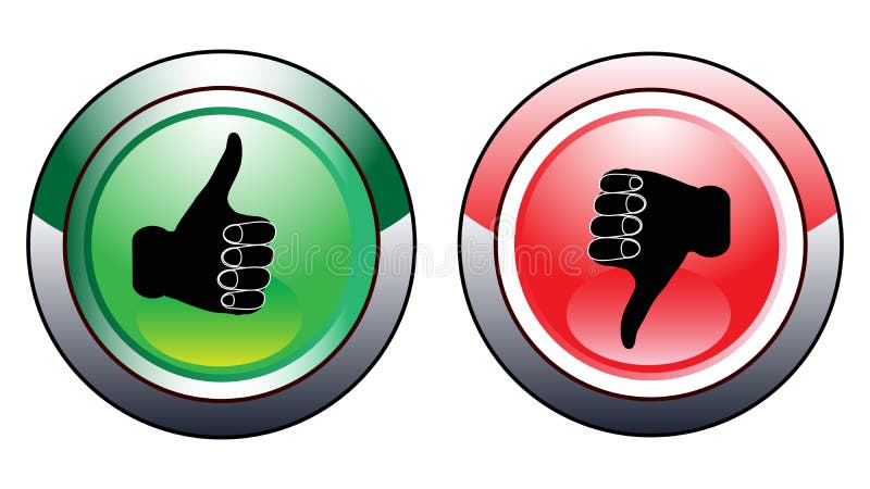Duimen Boven En Beneden Gouden Knopen Als Afkeer Rode Groen Vector ...