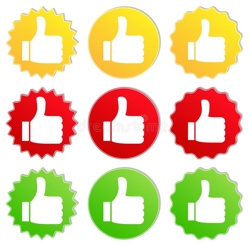 Vector Duim Omhoog Stickers Vector Illustratie - Illustration of ...