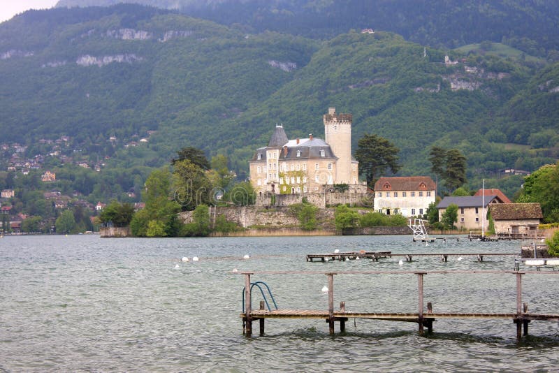 Duingt Chateau, Lake Annecy Stock Photo - Image of wood, landscape ...
