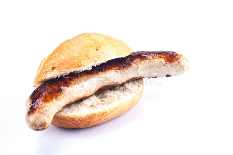 Duitse Braadworst (op wit) stock afbeelding. Afbeelding bestaande uit ...
