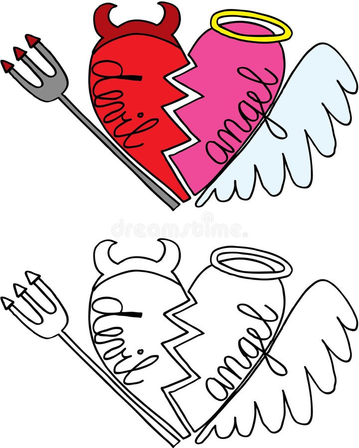 Duivel en engel vector illustratie. Illustration of donker - 10792975
