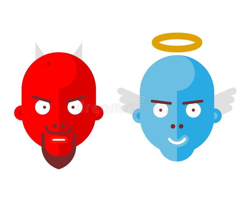 Duivel en Engel vector illustratie. Illustration of beeldverhaal - 53185895