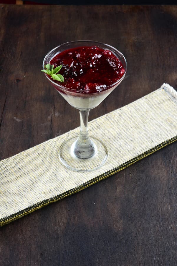 Dulce De Leche Dessert with Red Fruit Syrup Stock Photo - Image of ...