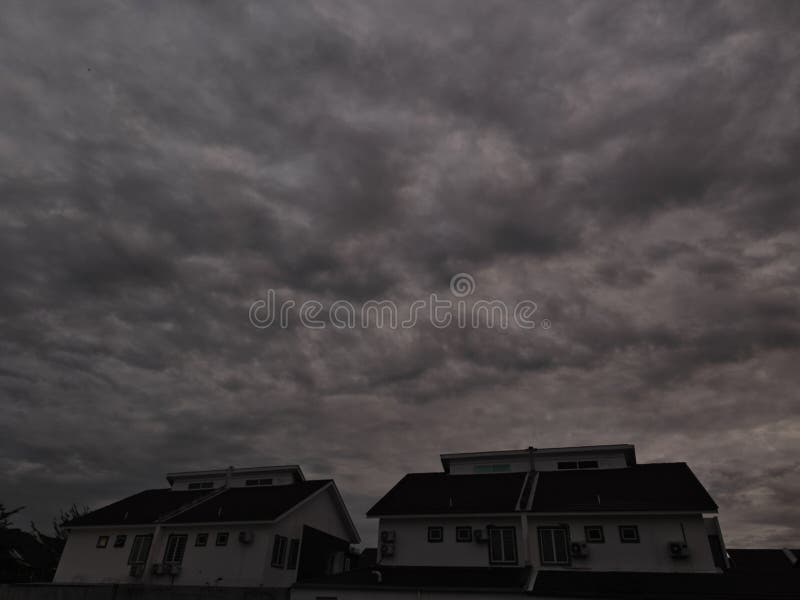 Dull Dark Cloudy Morning Gloomy Sky Scene. Stock Photo - Image of black ...