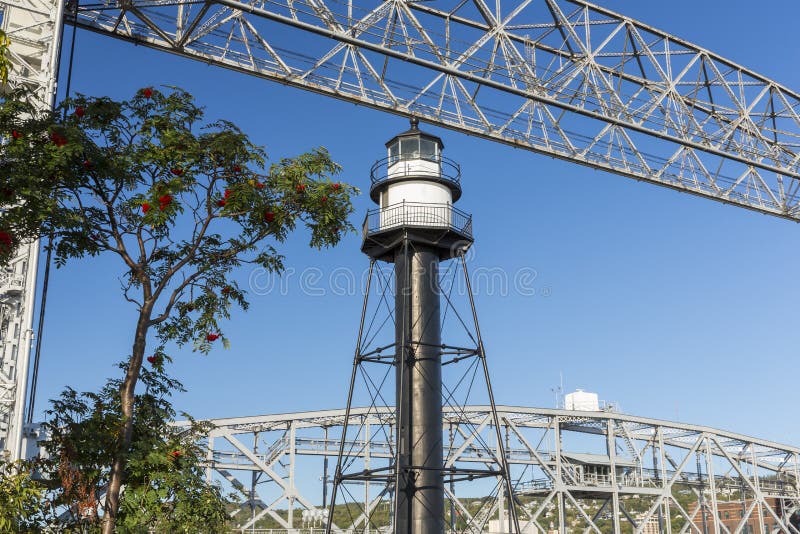 Duluth Inner Canal Lighthouse Stock Image - Image of navigation ...
