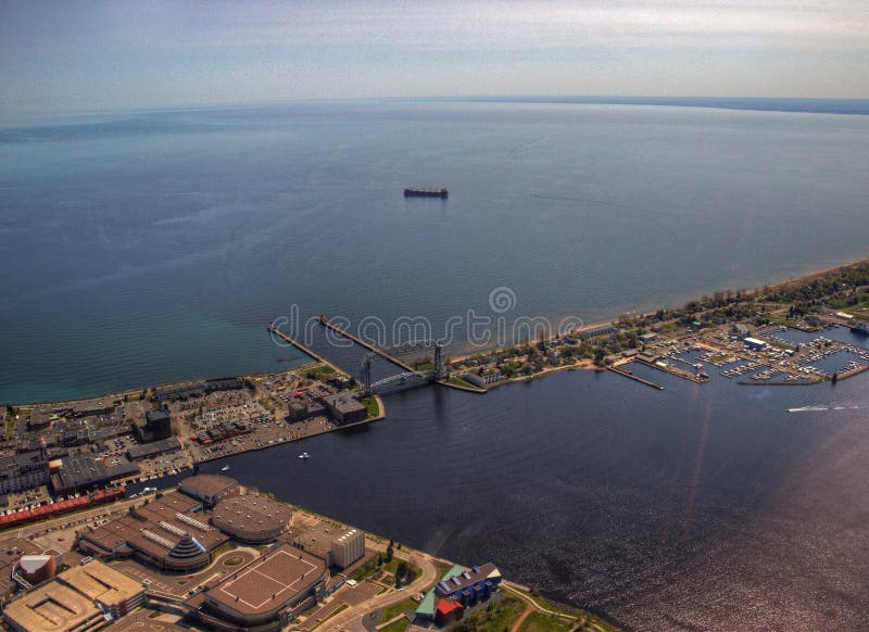 Duluth, Minnesota in Summer Seen from Helicopter Stock Photo - Image of ...