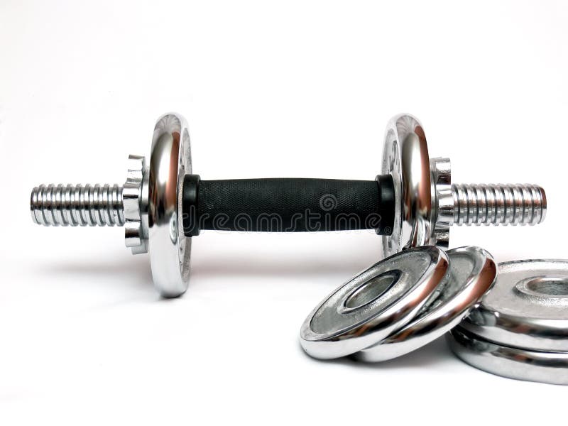 Dumbbell with Weights and Tape Measure Stock Image - Image of sport ...