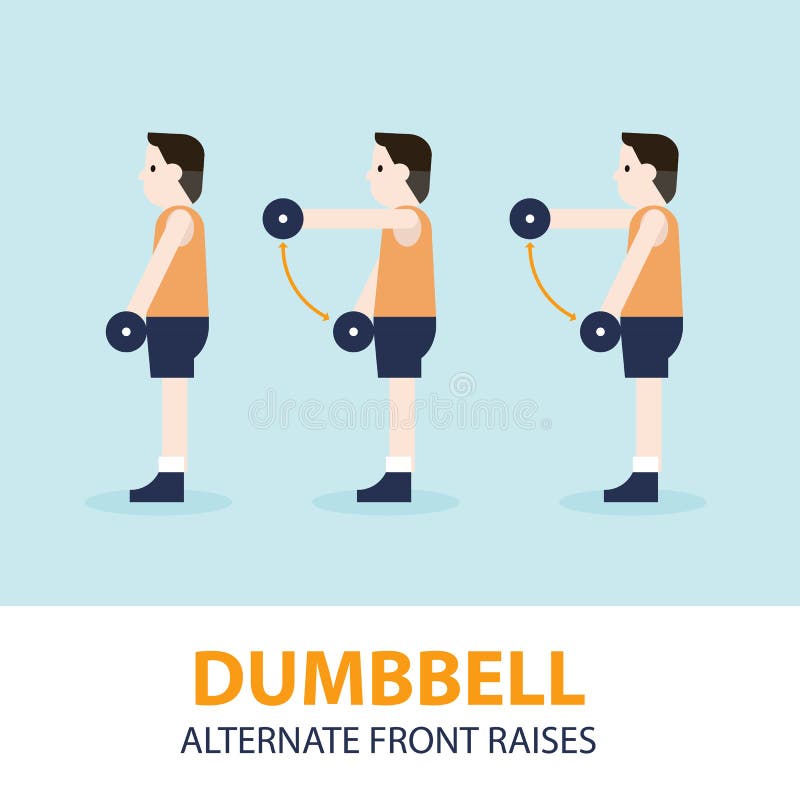 Dumbbell Alternate Front Raises Exercise Guide Stock Vector ...