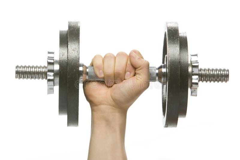 Dumbbell che griped a mano immagine stock. Immagine di metallo - 13556719