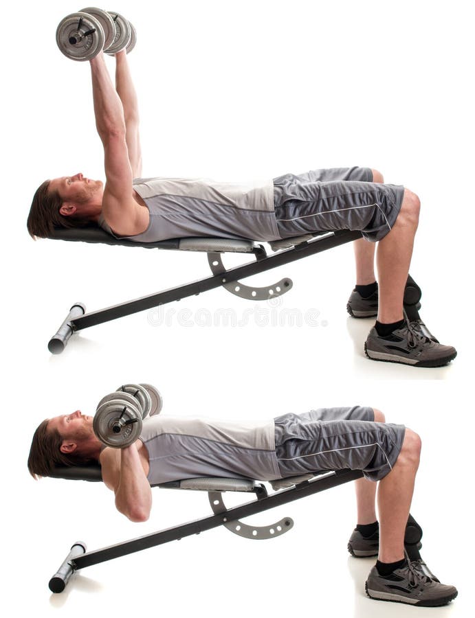 Dumbbell Chest Press stock photo. Image of white, attractive - 68146274