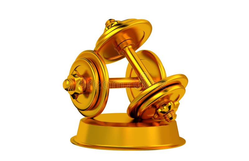 Dumbbell Golden Trophy stock illustration. Illustration of business ...