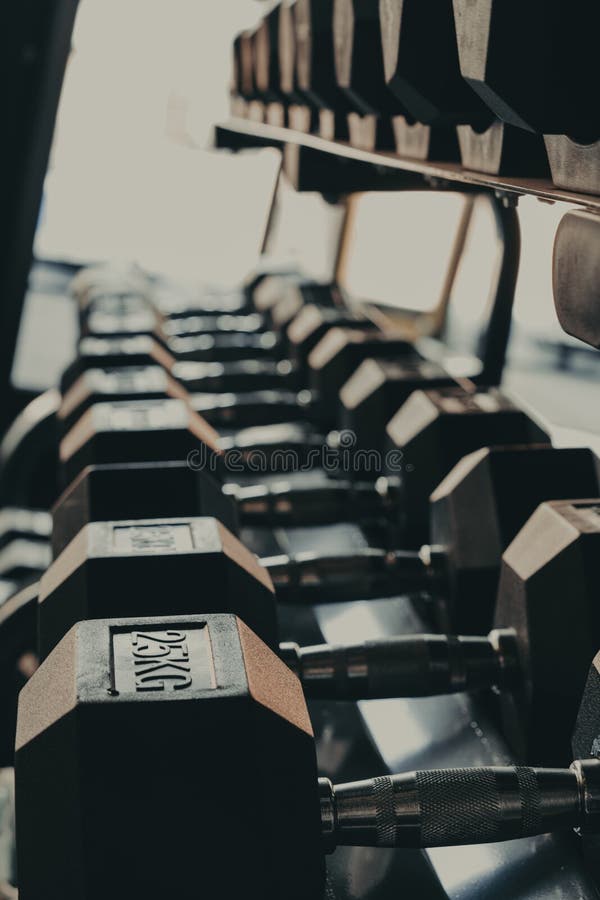 Dumbbell in the Gym Hall Table Stock Image - Image of clothing, sport ...