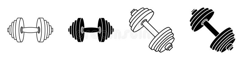 Dumbbell Icons Versions Set in Black Flat and Line Style Stock Vector ...