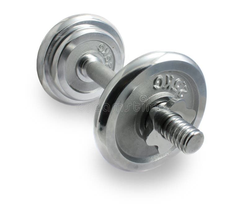Gym Dumbbell Isolated Over White Background Three Quarter Side View ...