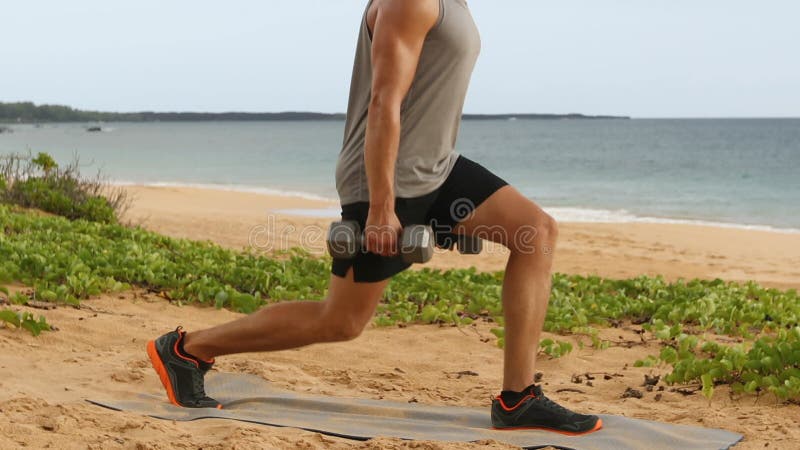 Dumbbell Lunges - Fitness Man Doing Lunge Exercise with Dumbbells Stock ... Dumbbell Lunges - Fitness Man Doing Lunge Exercise with Dumbbells Stock ...