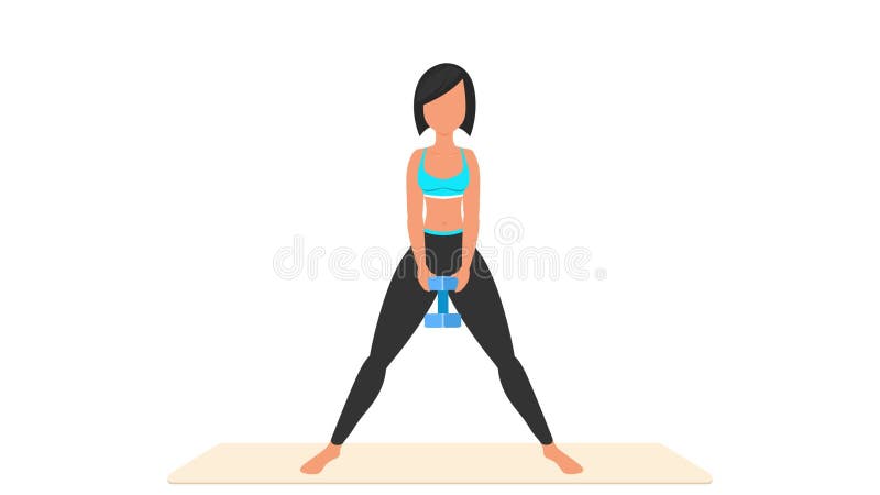 Dumbbell Squats Exercise Tutorial. Female Workout on Mat Stock Video ...