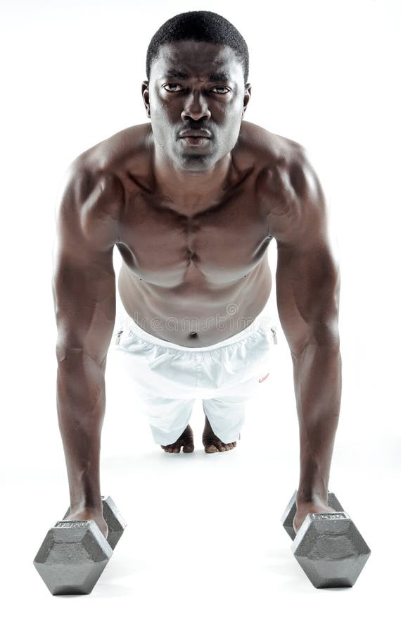 Dumbbell push ups stock image. Image of muscles, african - 21134483