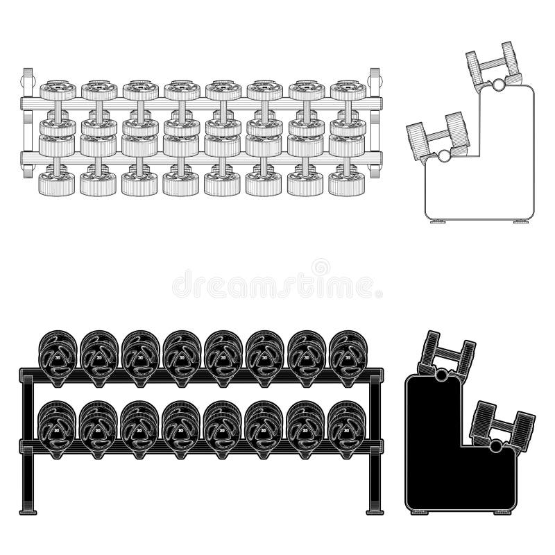 Dumbbell Rack Horizontal Vector. Illustration of Dumbbells Isolated on ...