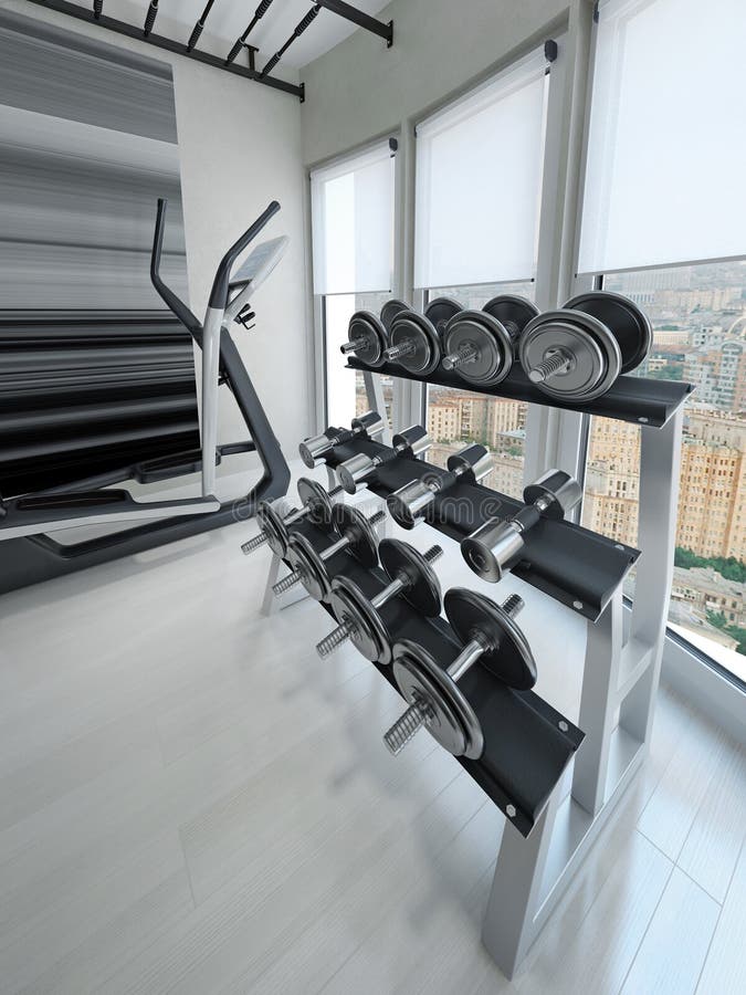 Dumbbell Rack in Modern Gym Stock Photo - Image of center, minimalism ...
